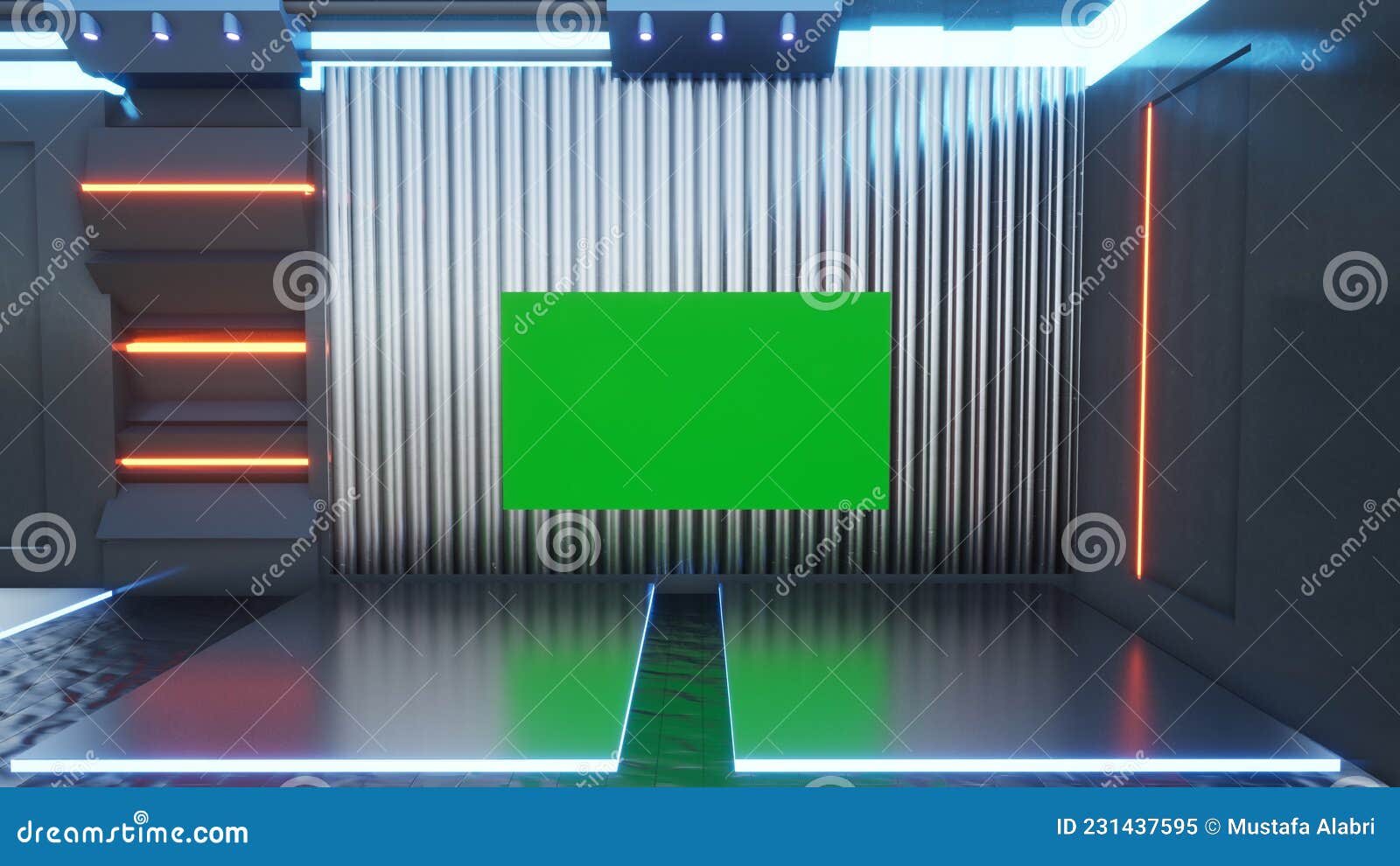Virtual Set Studio for Green Footage Stock Illustration - Illustration ...