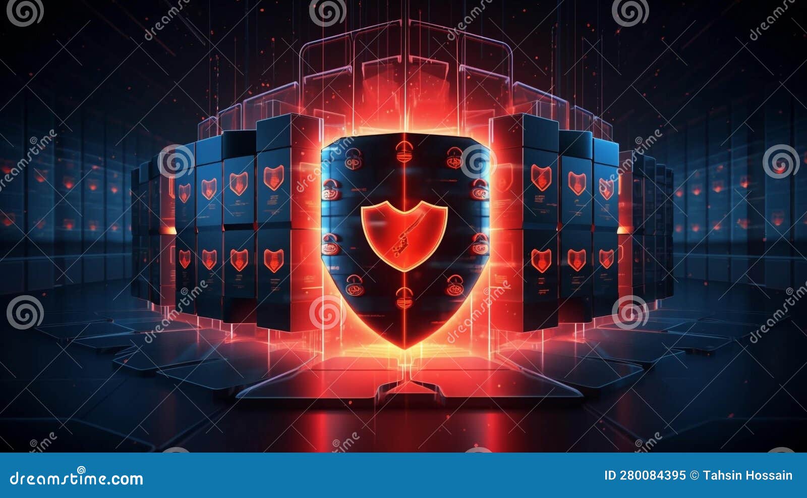 Virtual Shield Surrounding a Network Server, Generative AI Stock ...