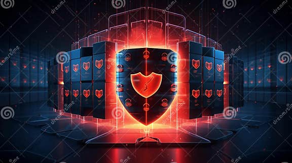 Virtual Shield Surrounding a Network Server, Generative AI Stock ...