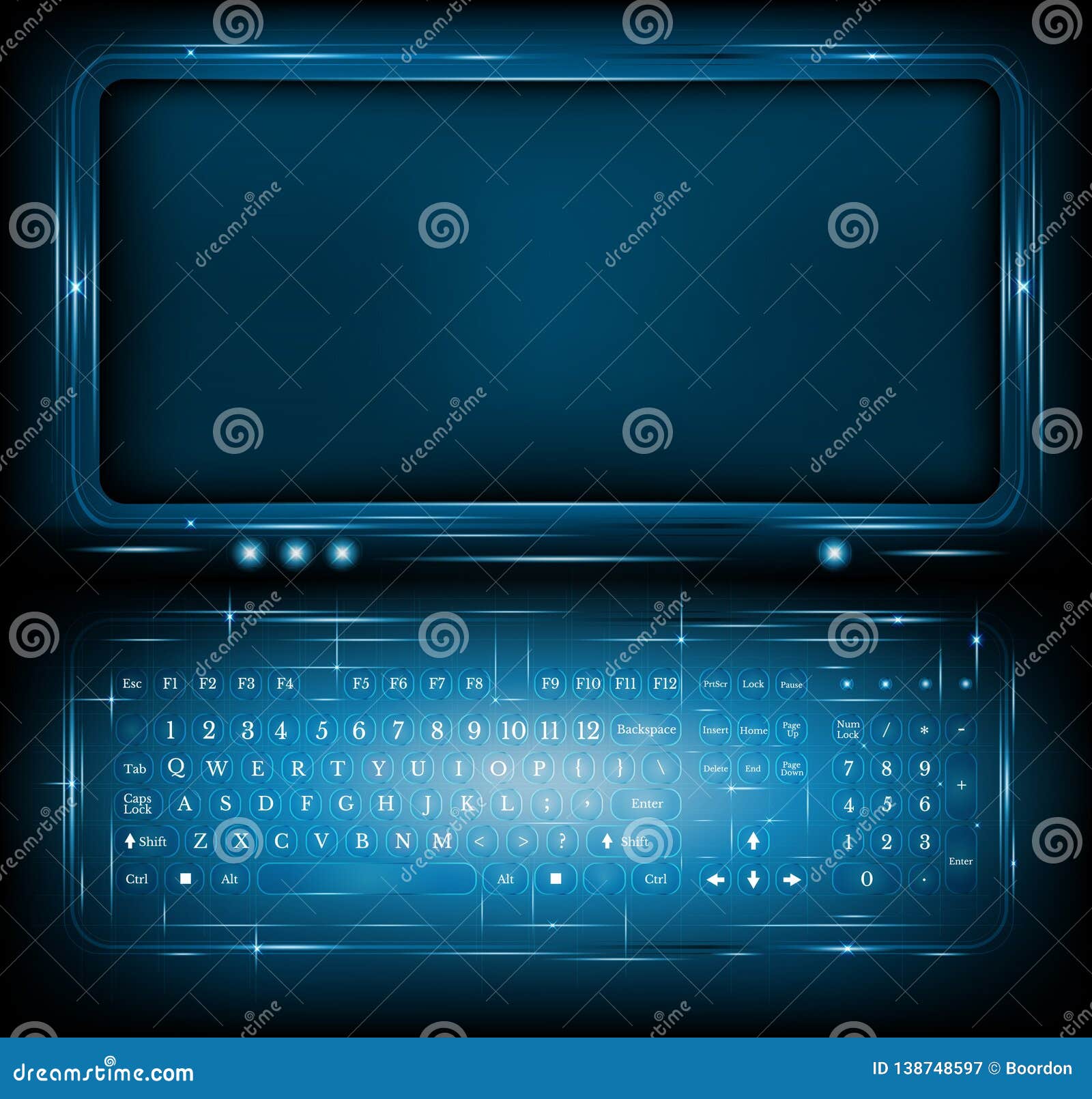 Virtual Shiny Computer or Laptop on Blue Background Stock Vector ...