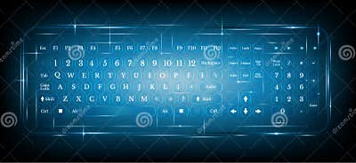 Virtual Shiny Computer Pc Keyboard or Keypad on Blue Stock Vector ...