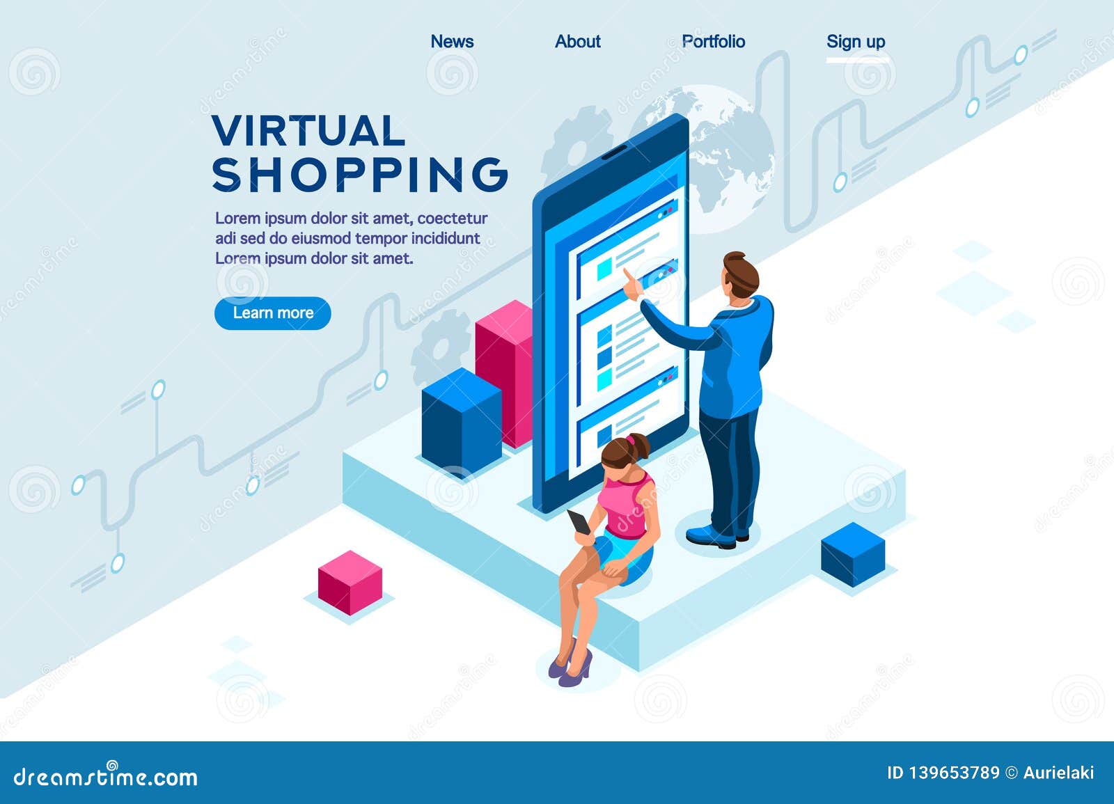 Virtual Shopping Modern Software Interface Stock Vector - Illustration ...