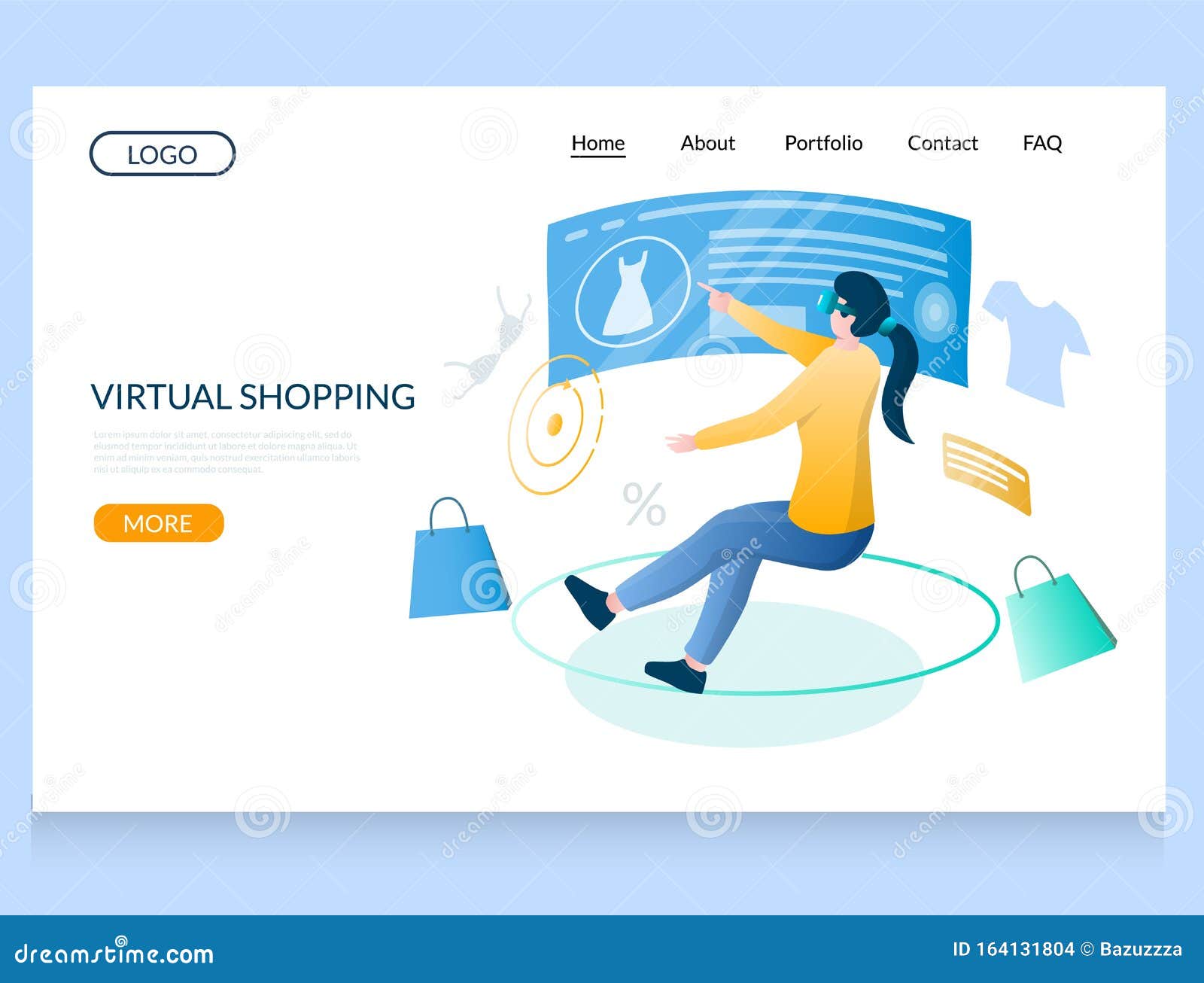 Virtual Shopping Vector Website Landing Page Design Template Stock ...