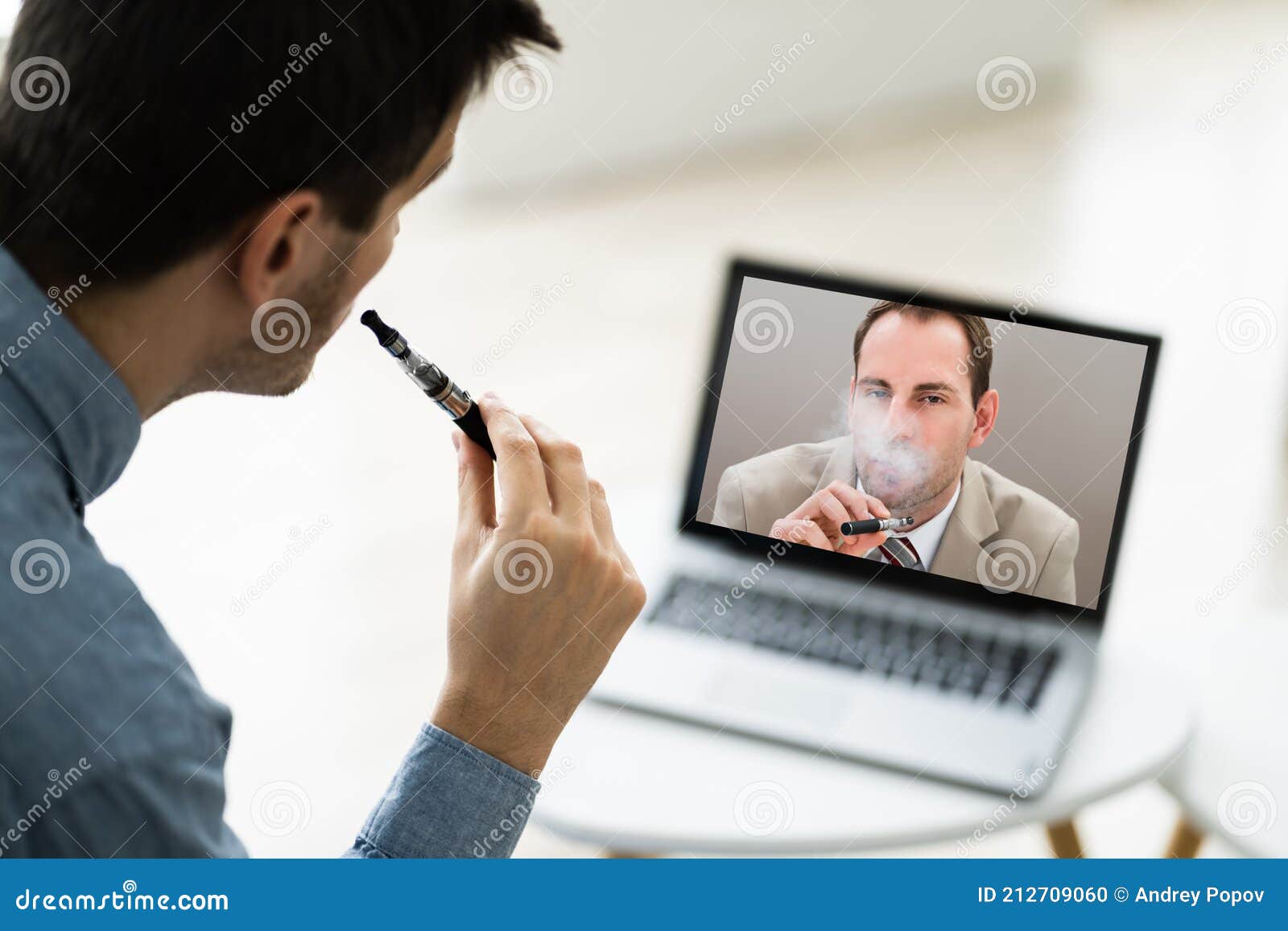 Virtual Smoking Break Using Electronic Cigarettes Stock Photo - Image ...