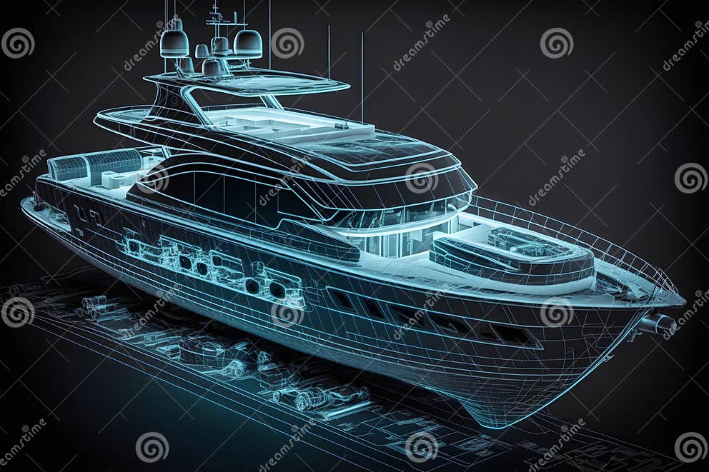Virtual Software Simulation of a Complex Yacht Ship Stock Illustration ...