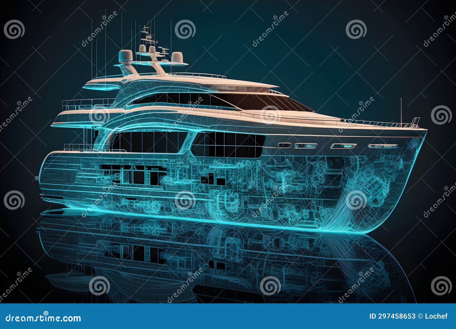 Virtual Software Simulation of a Complex Yacht Ship Stock Illustration ...