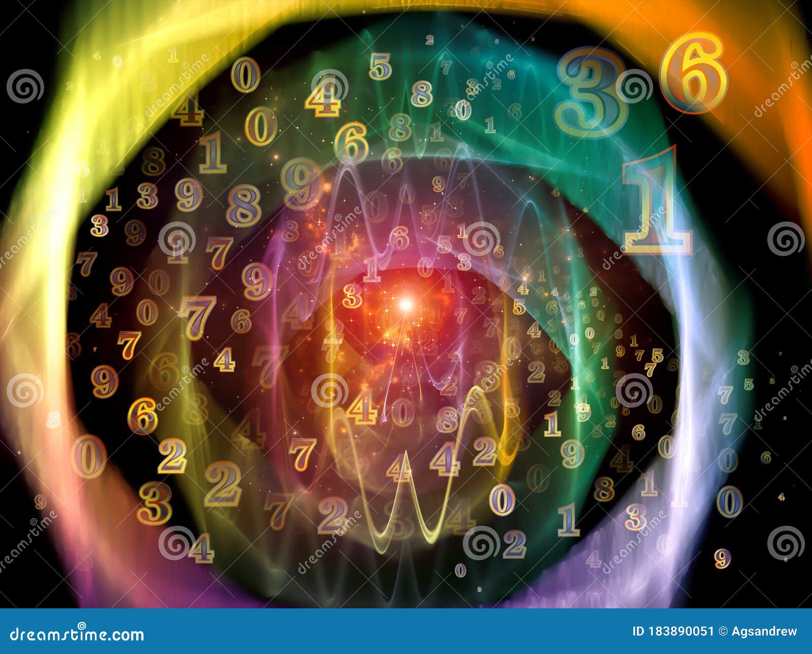 Virtual Source of Numbers stock illustration. Illustration of science ...