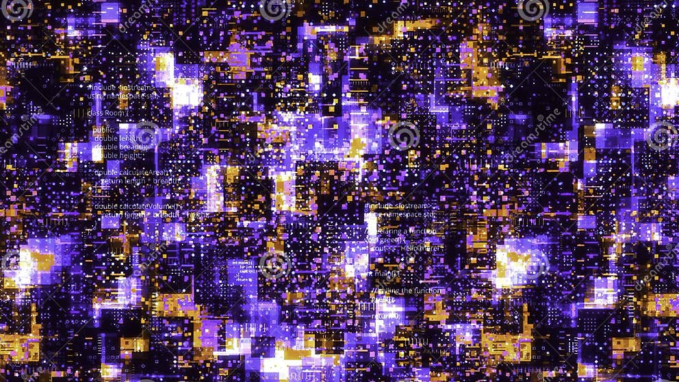 Virtual Space with Space Computer Code. Motion. Colorful Computer ...