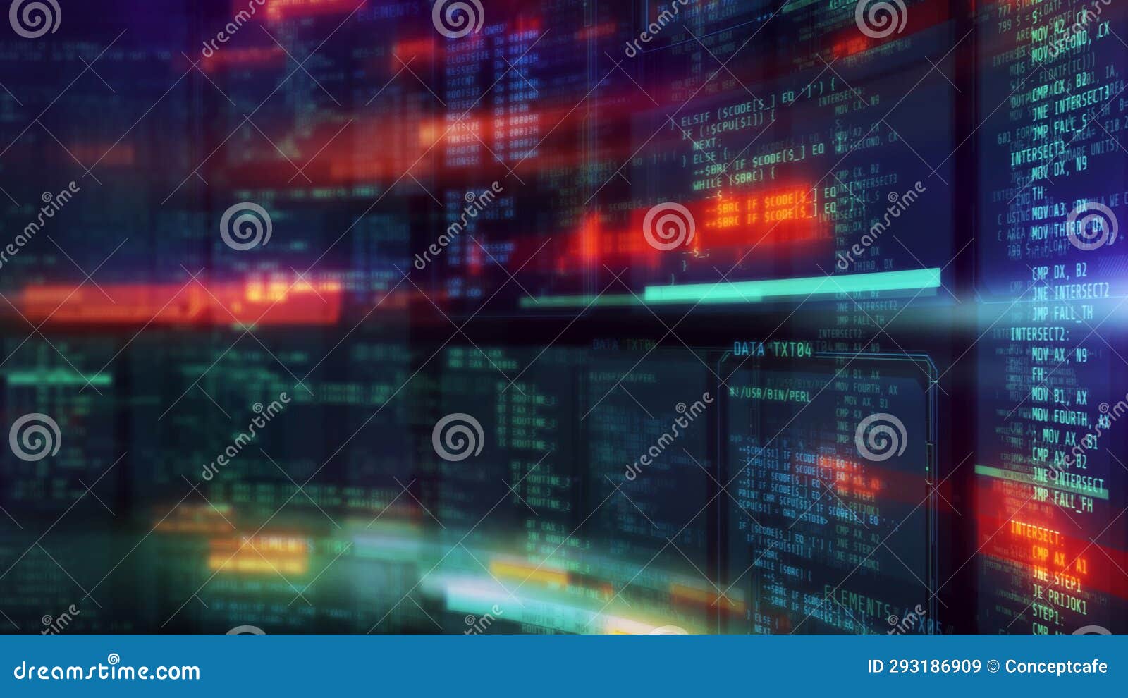 A Moving Array of Windows with Code. Stock Video - Video of science ...