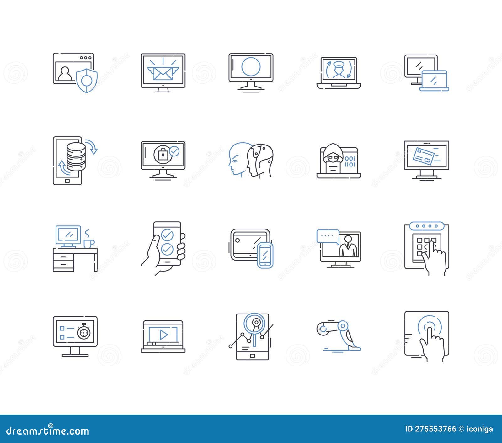 Virtual Space Line Icons Collection. Immersive, Virtuality, Augmented ...