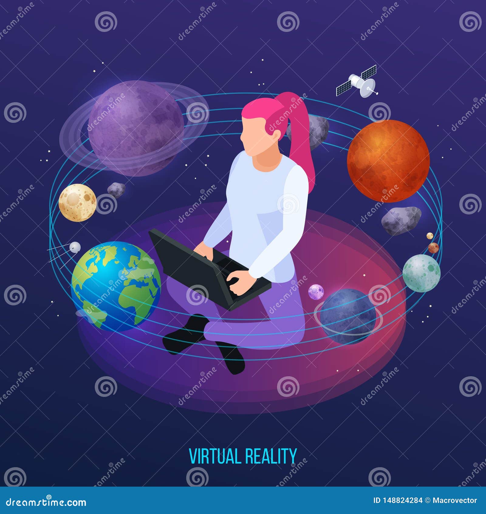 Virtual Space Reality Composition Stock Vector - Illustration of ...