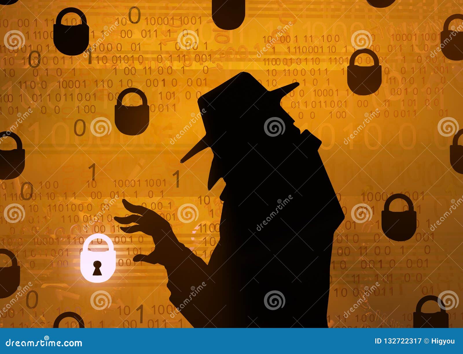 Virtual Spy, White Lock stock illustration. Illustration of identity ...