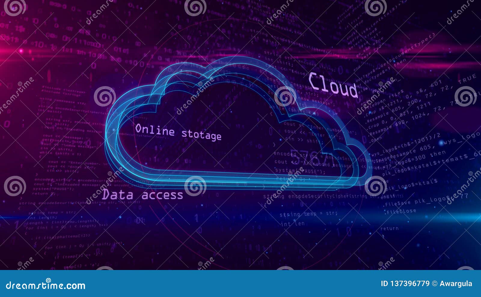 Virtual Storage Cloud Loopable Concept 3D Illustration Stock ...