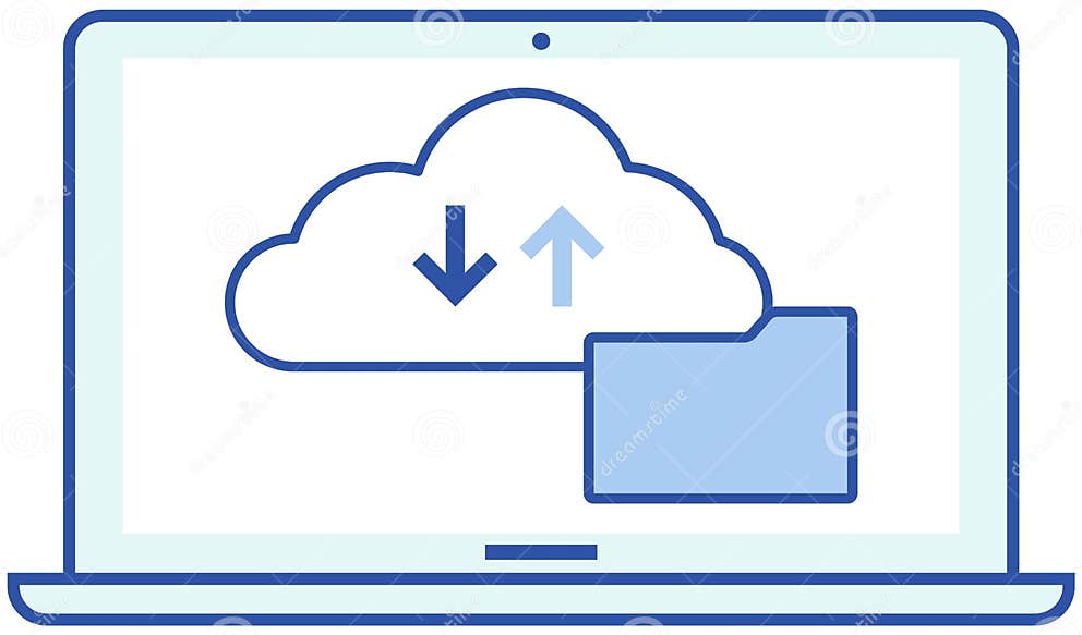 Virtual Storage Icon on Laptop Screen. Service for Saving Personal Data ...