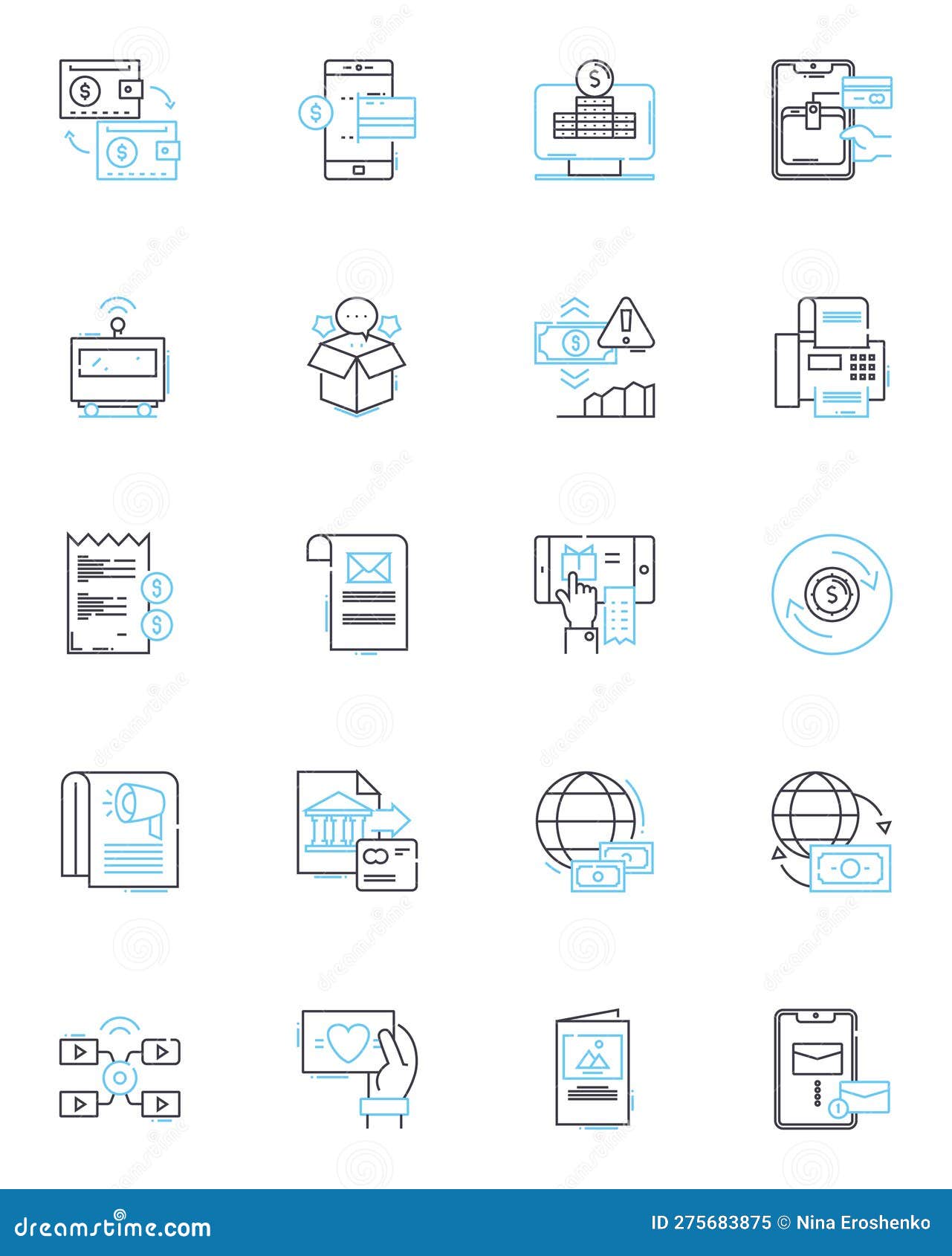 Digital Storefront Line Icons Collection. E-commerce, Online Shopping ...