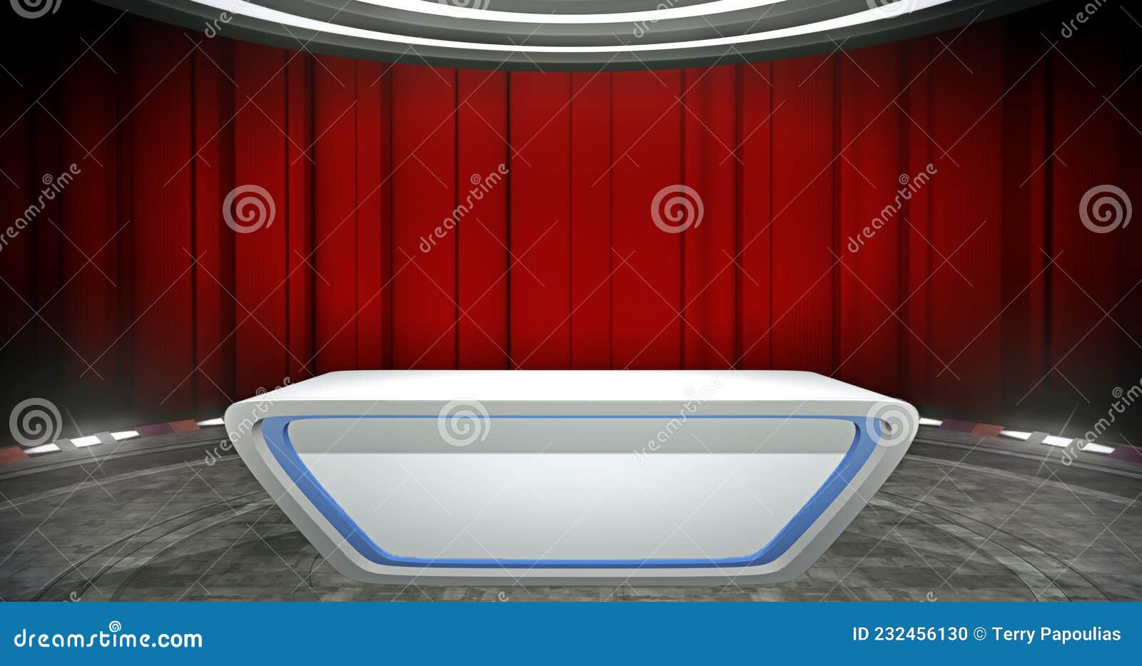 Virtual Studio Background with a Desk. Front View of a Virtual Theater ...