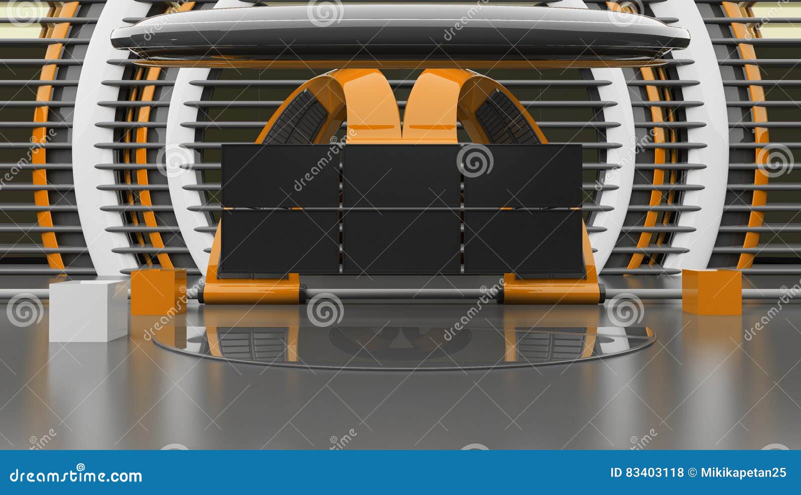 Virtual Studio Set 3D Rendering Stock Illustration - Illustration of ...