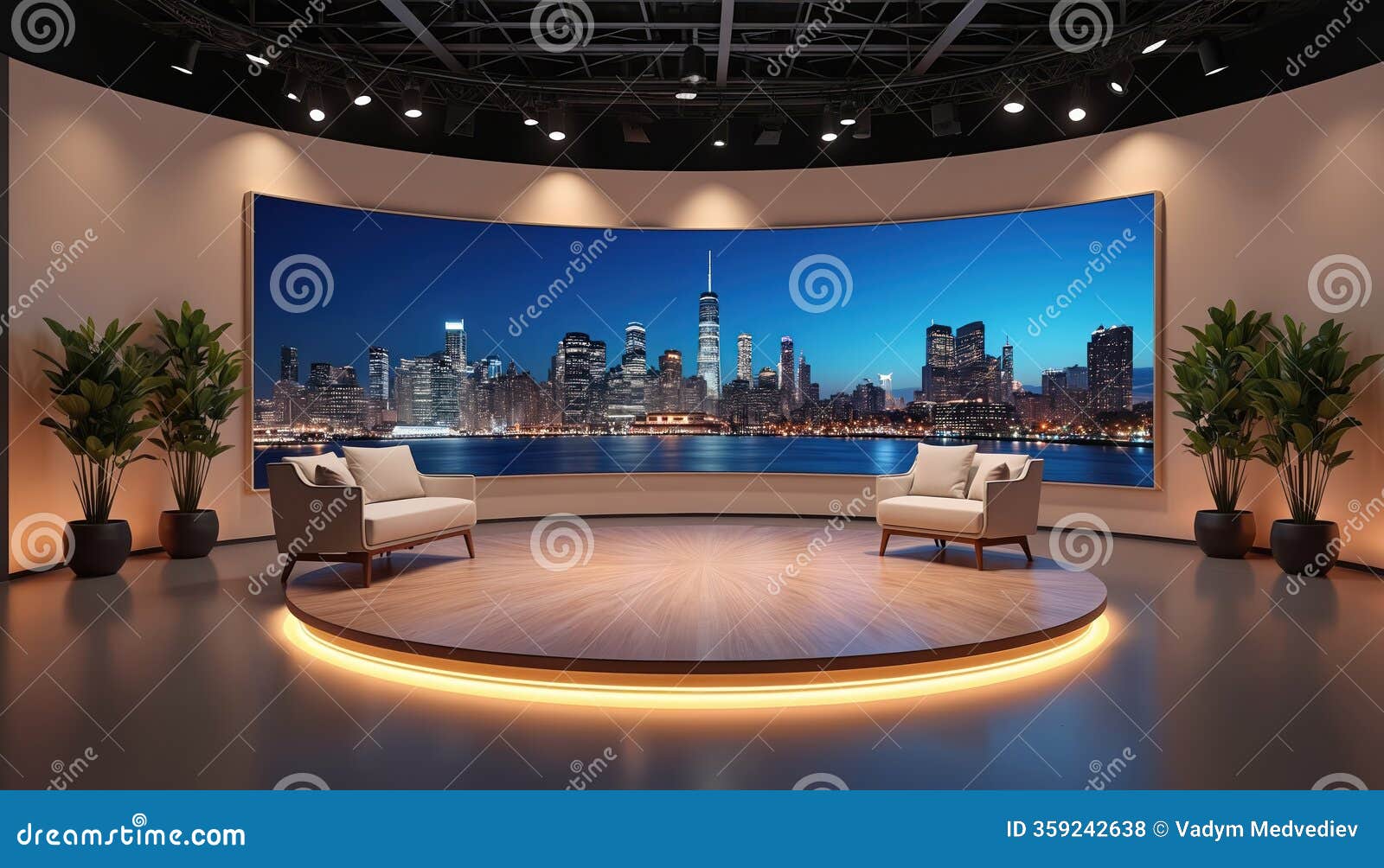 Virtual Studio Setup. Modern Studio Space. New York Cityscape ...