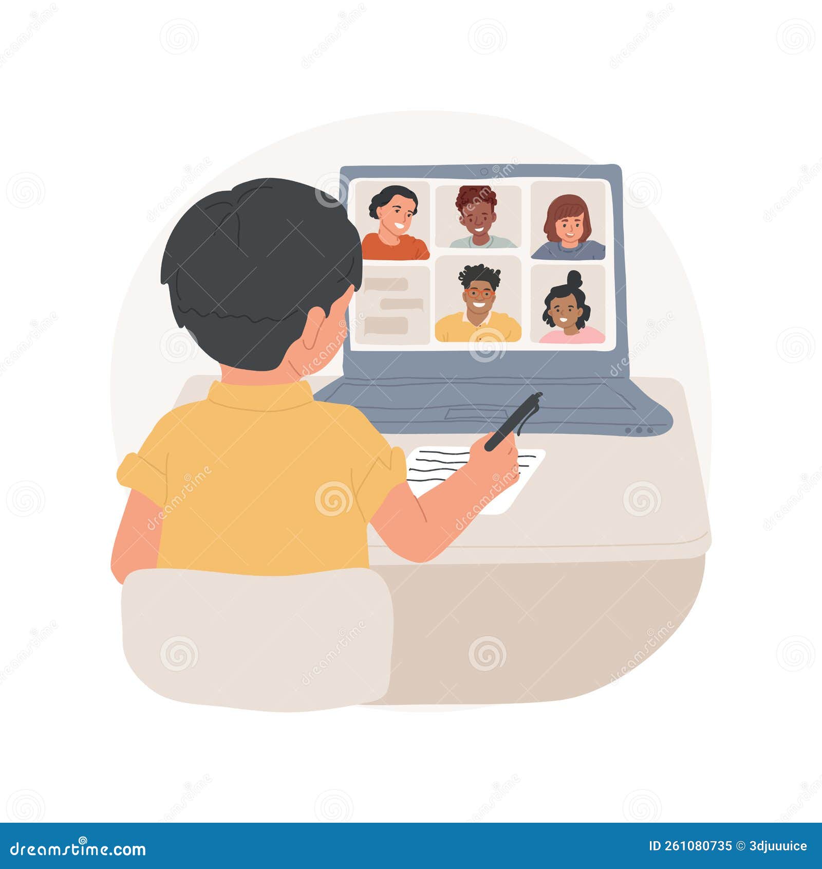 Virtual Study Group Isolated Cartoon Vector Illustration. Stock Vector ...