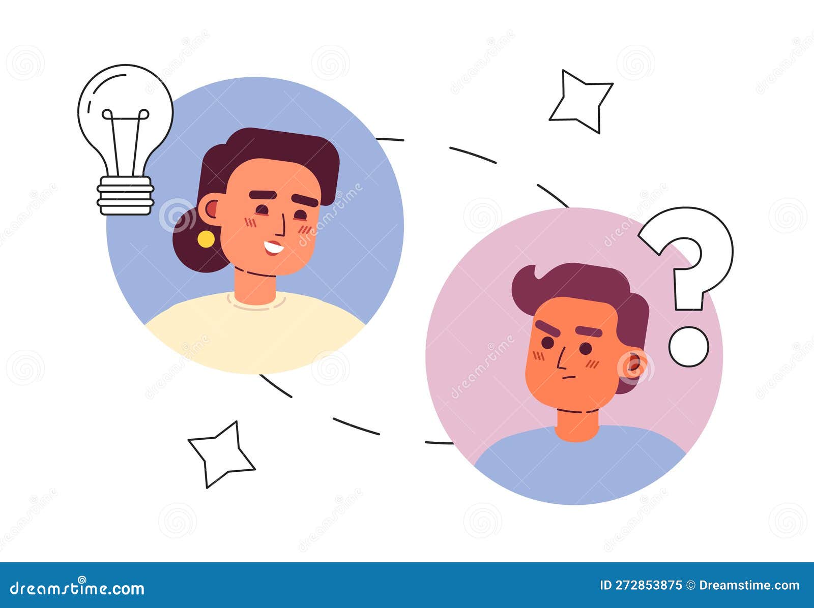 Virtual Teamwork Line Concept Vector Spot Illustration Stock Vector ...