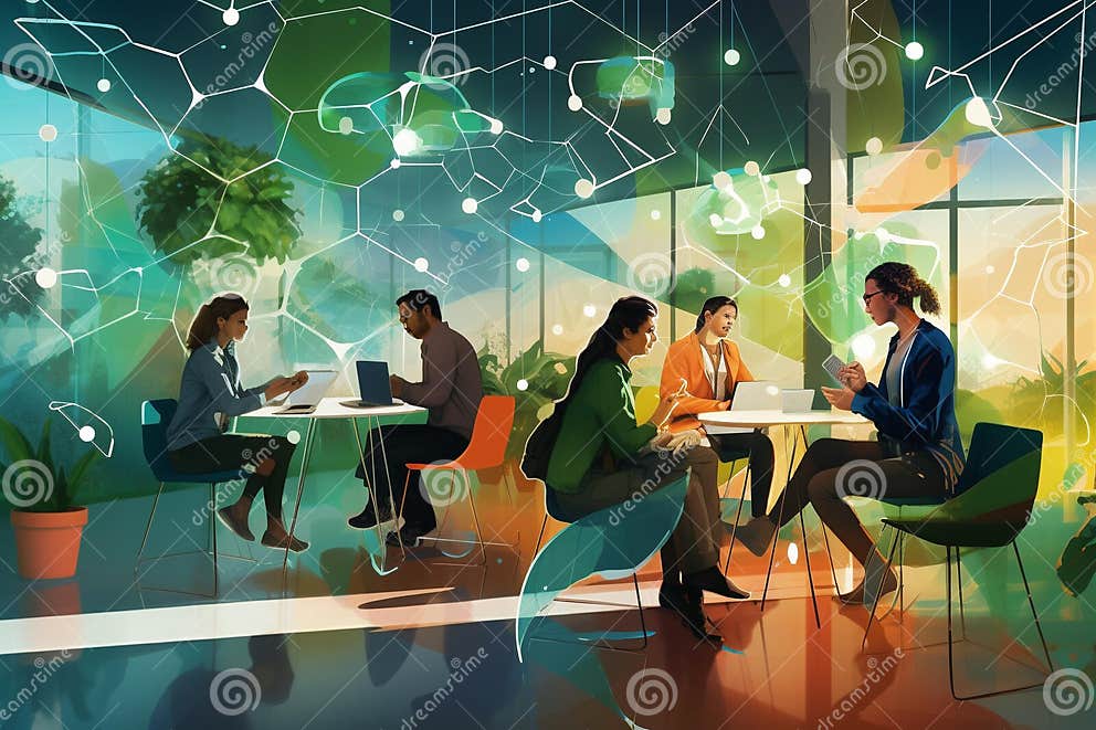 Virtual Teamwork Unleashed: a Vibrant Symphony of Collaboration Stock ...