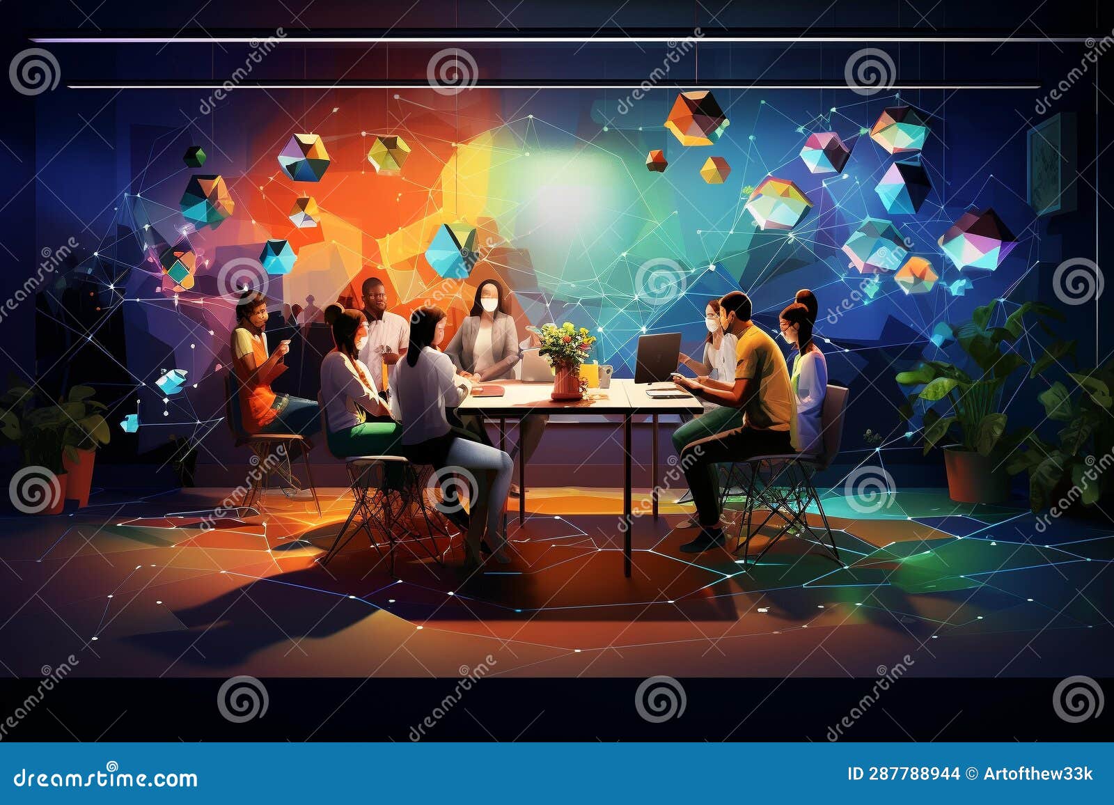 Virtual Teamwork Unleashed: a Vibrant Symphony of Collaboration Stock ...
