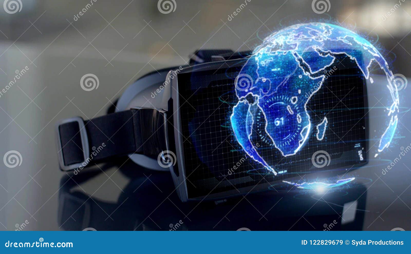 Vr Headset with 3d Hologram of Earth Planet Stock Video - Video of ...