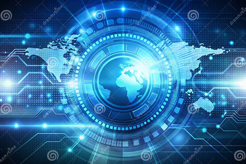 Virtual Technology Background Digital Raster Design Stock Illustration ...