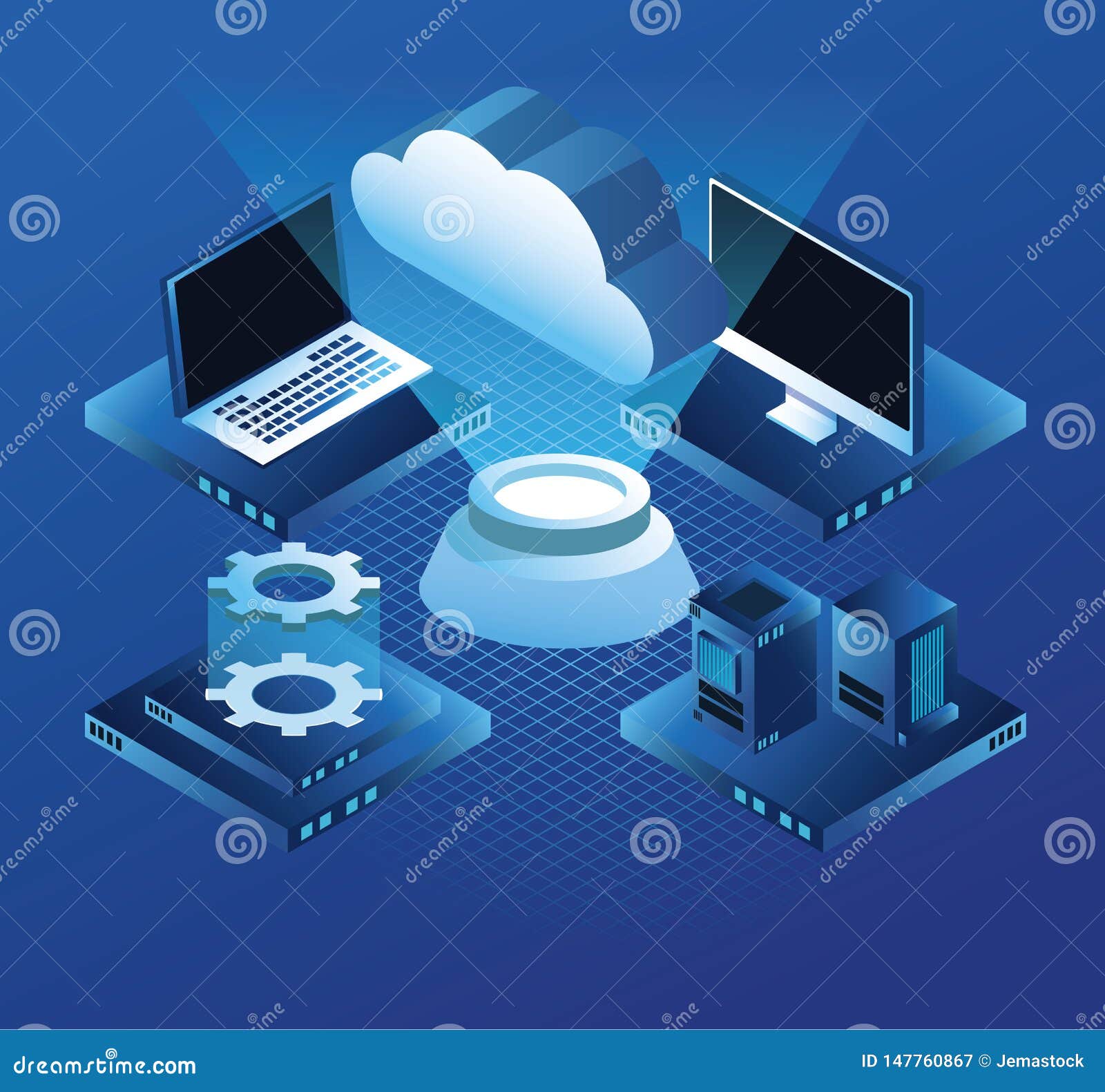 Virtual Technology Computer and Servers Stock Vector - Illustration of ...