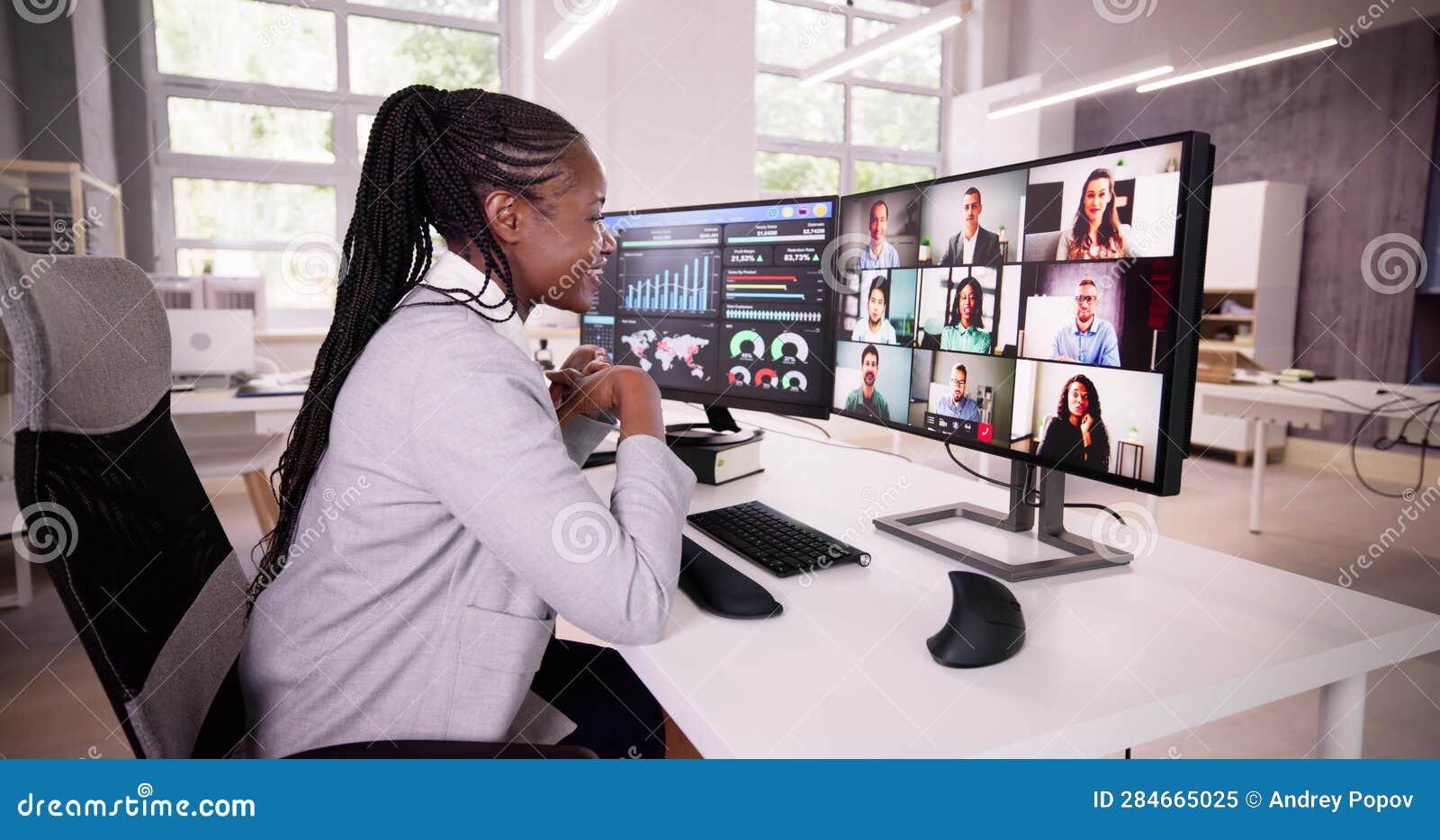 Virtual Telework Webinar and Learning Presentation Stock Image - Image ...