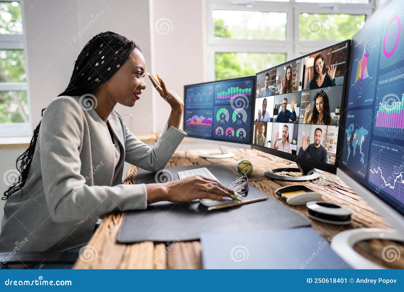 Virtual Telework Webinar and Learning Presentation Stock Image - Image ...