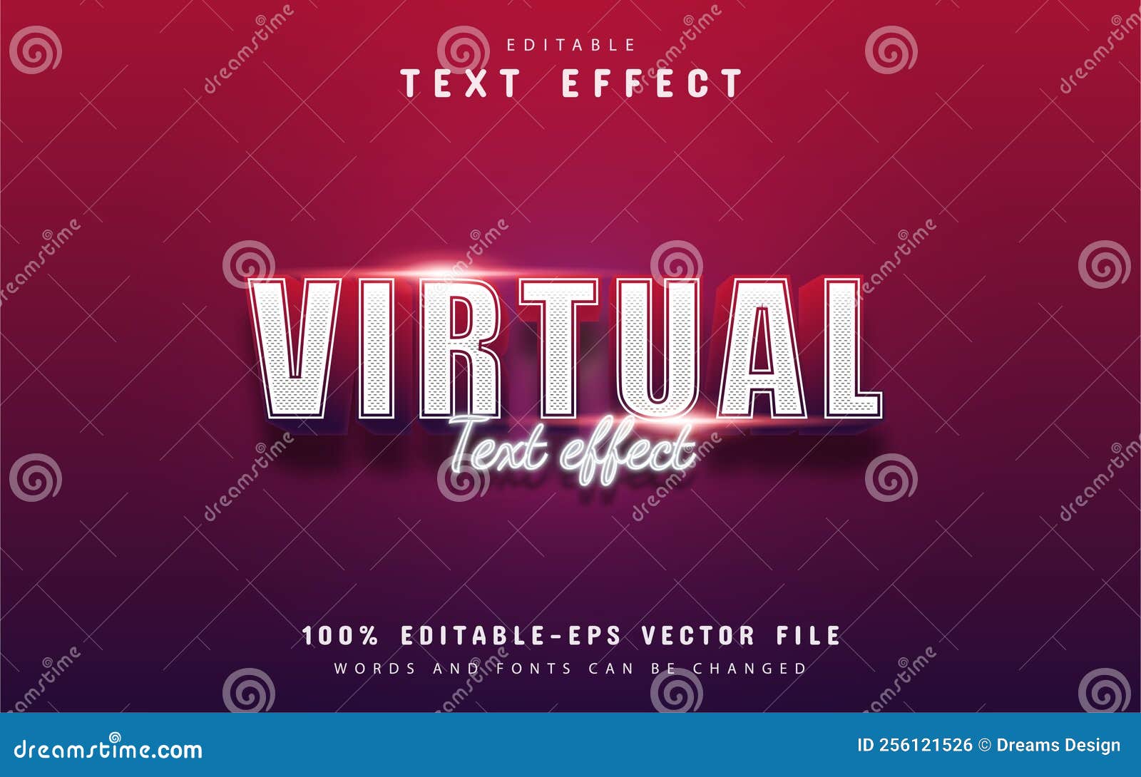 Virtual Text - 3d Gadient Style Text Effect Stock Vector - Illustration ...