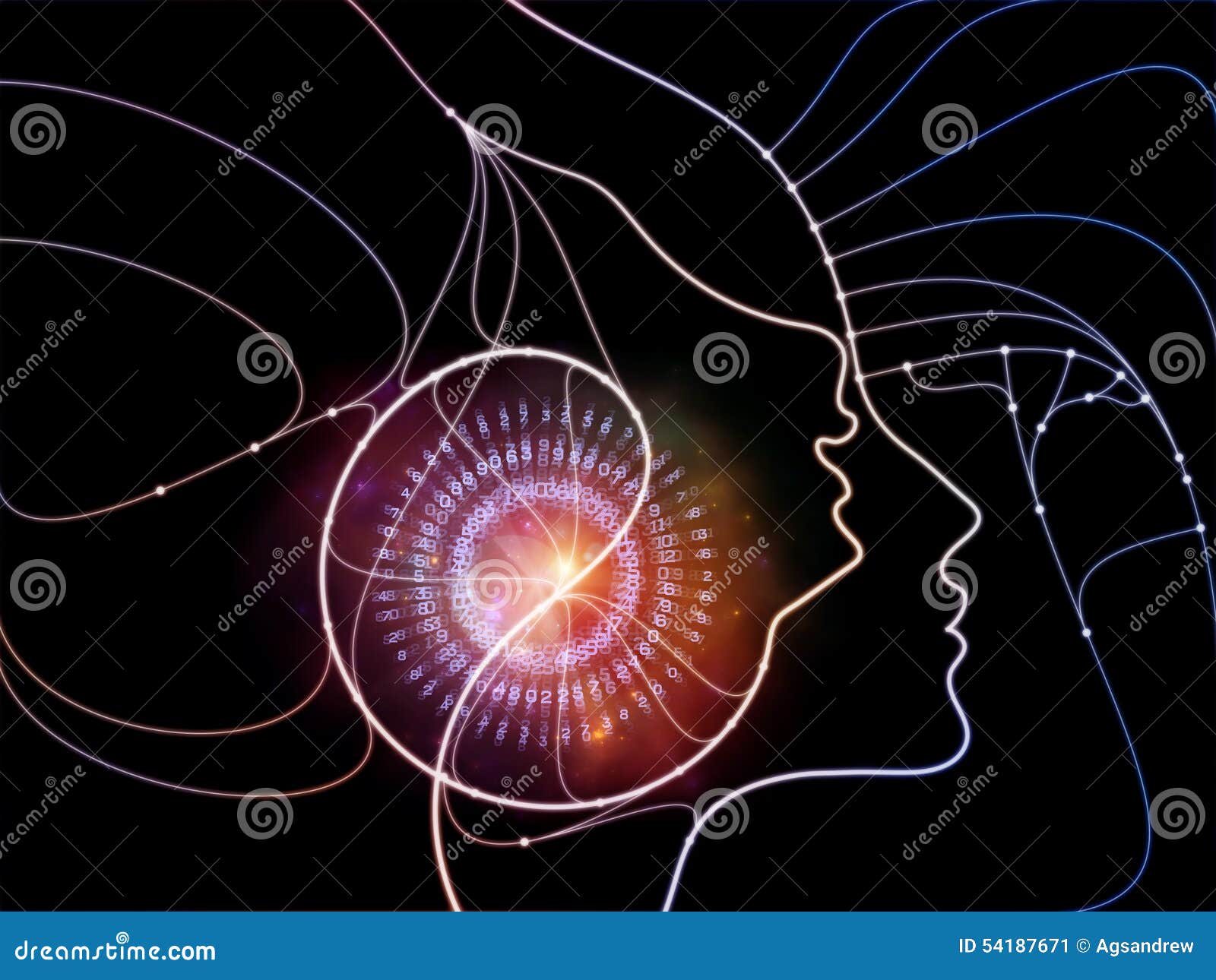 Virtual Thought Network stock illustration. Illustration of computer ...