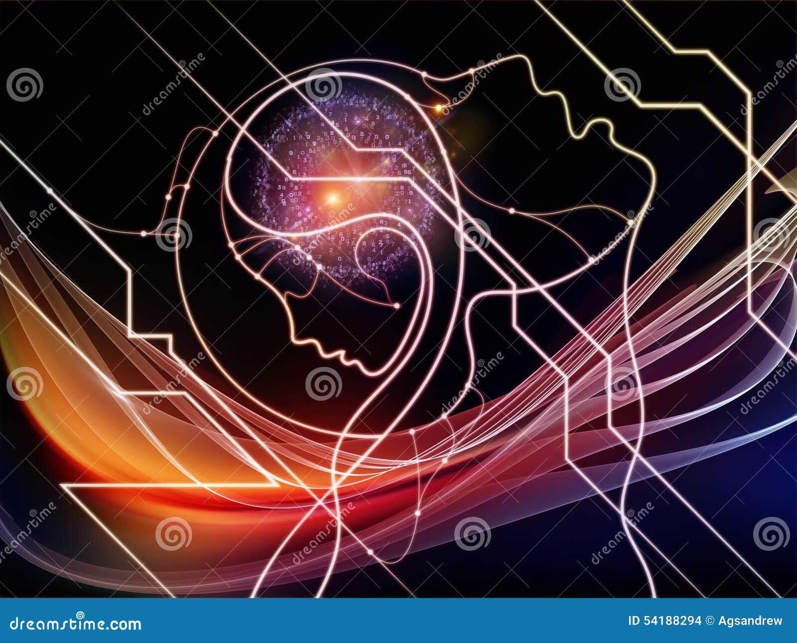 Virtual Thought Network stock illustration. Illustration of background ...