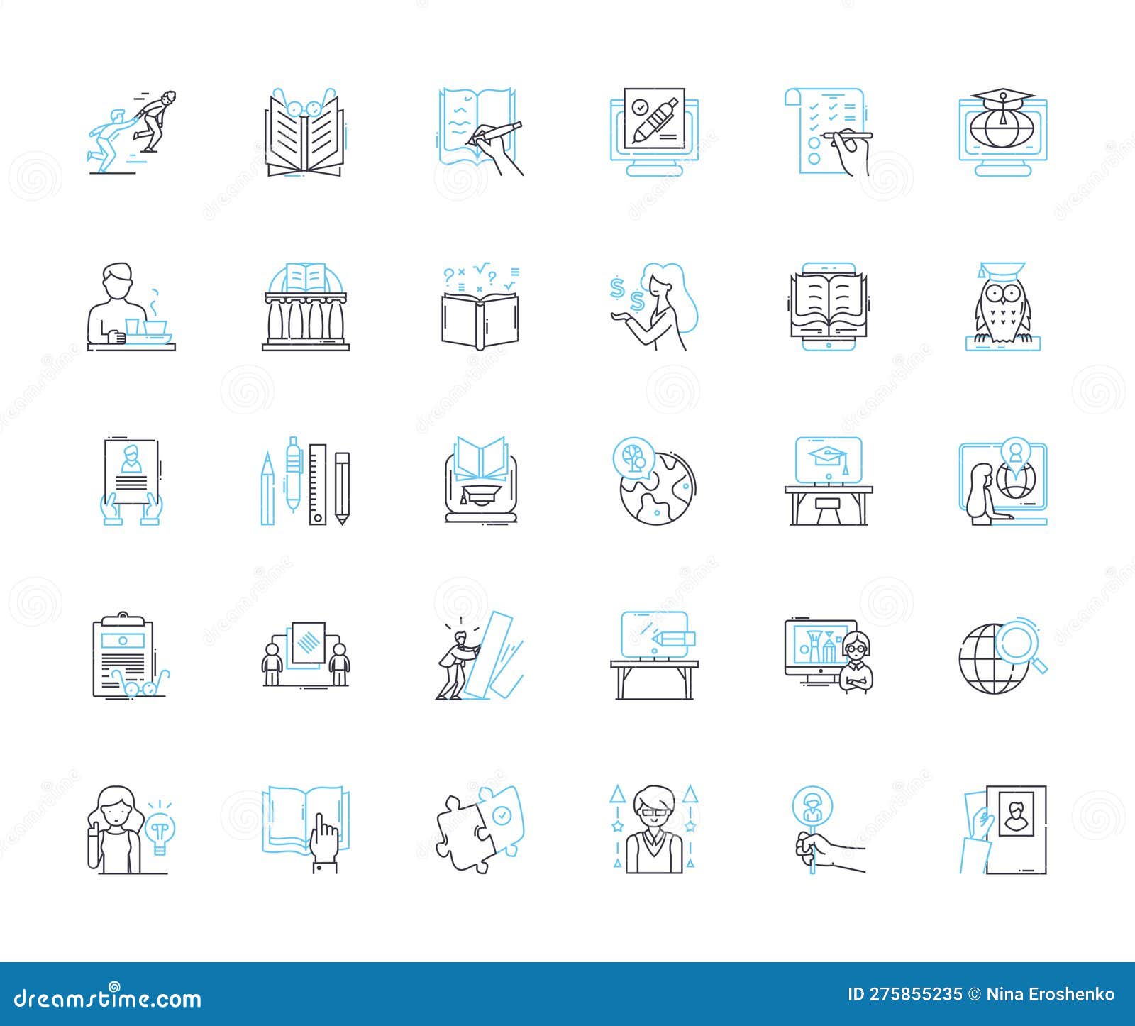 Virtual Tutorial Linear Icons Set. Digital, Online, Remote, Interactive ...