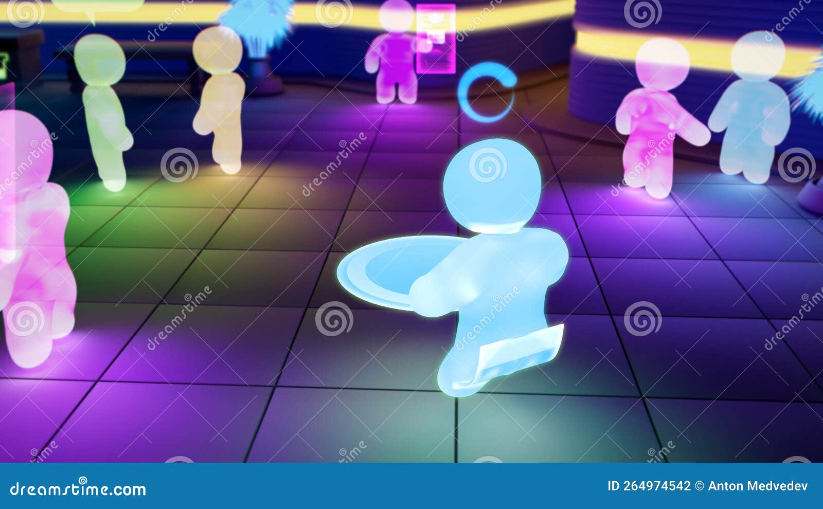 Virtual Universe Avatar with Progress Wheel Above Head - Industrial 3D ...