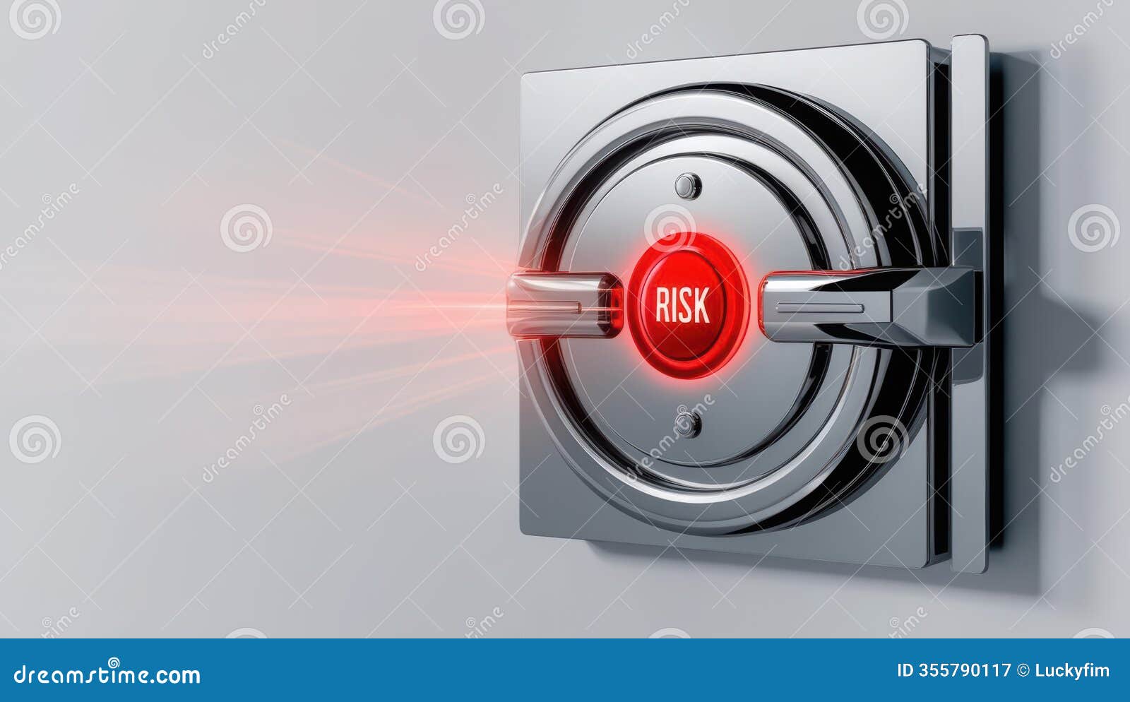Virtual Vault Glowing with Red Risk Alert Icon Against Clean Background ...