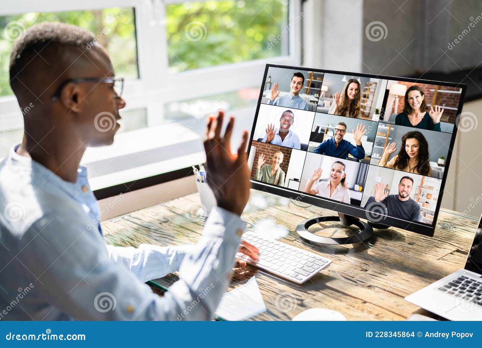 Virtual Video Conference Interview Stock Photo - Image of male, notes ...