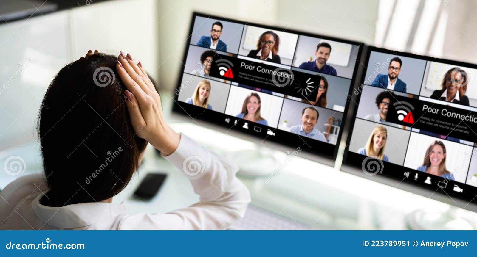 Virtual Video Conferencing Meeting Broadband Problems Stock Image ...