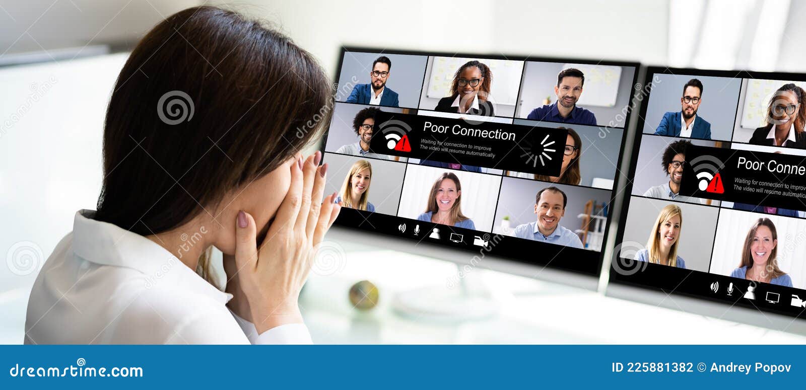 Virtual Video Conferencing Meeting Broadband Problems Stock Photo ...