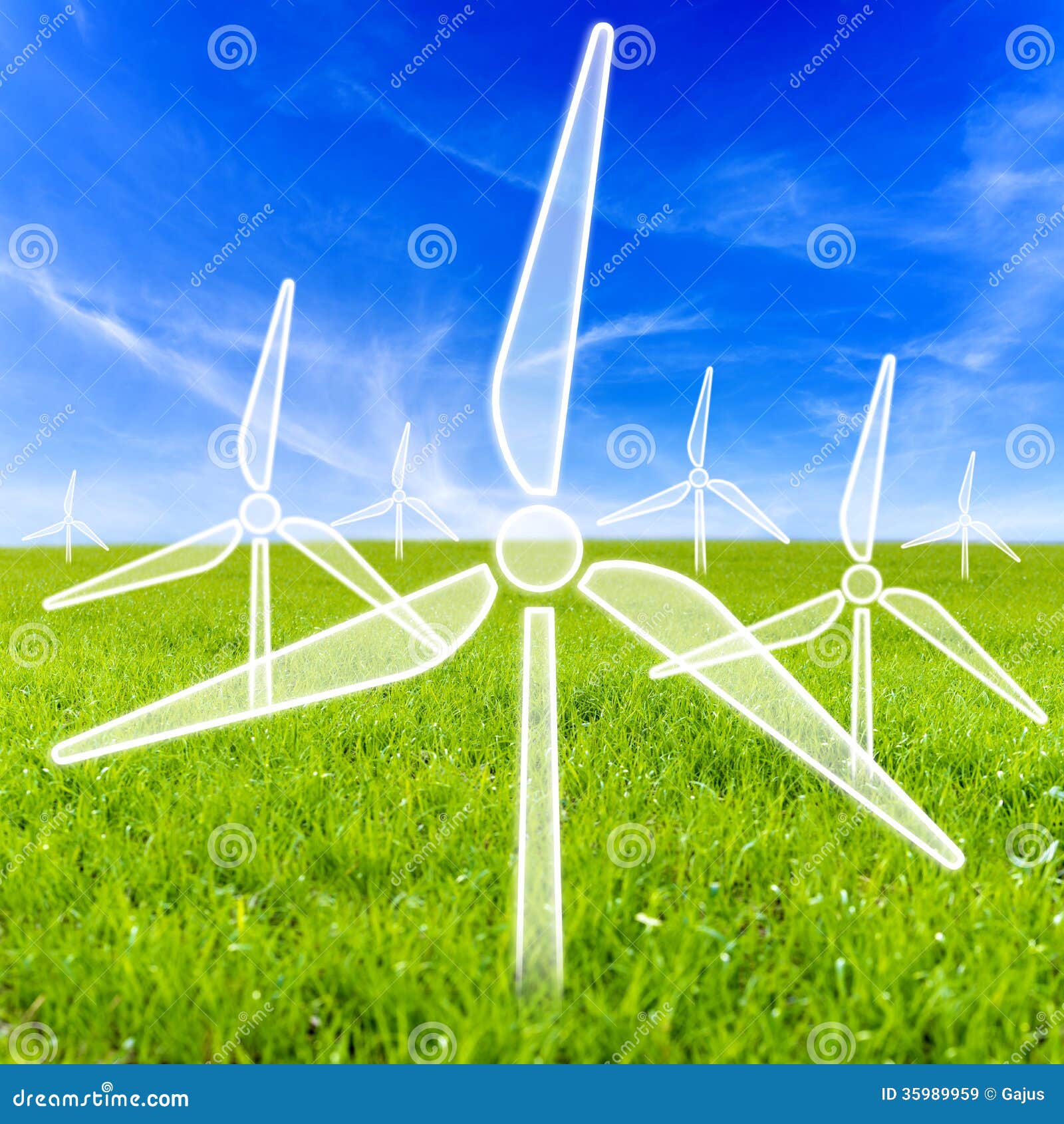 Virtual wind turbines stock image. Image of graphic, development - 35989959