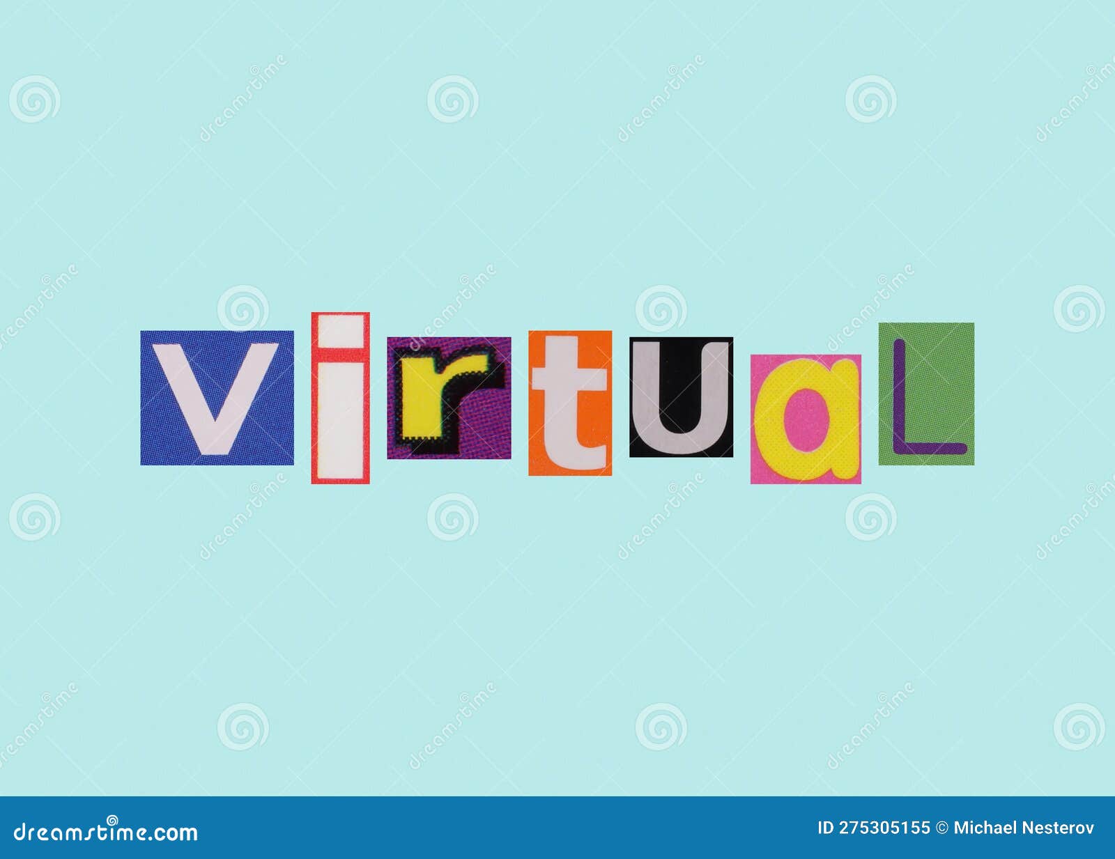 Virtual Word from Cut Out Magazine Colored Letters Stock Image - Image ...