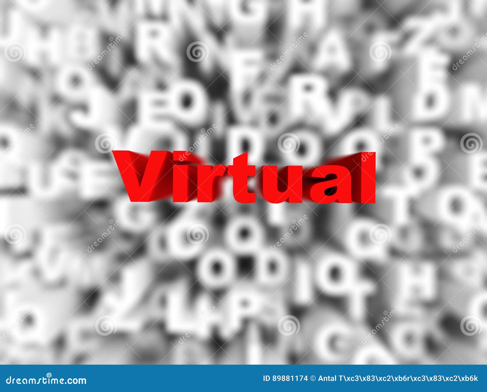 Virtual Word on Typography Background Stock Illustration - Illustration ...