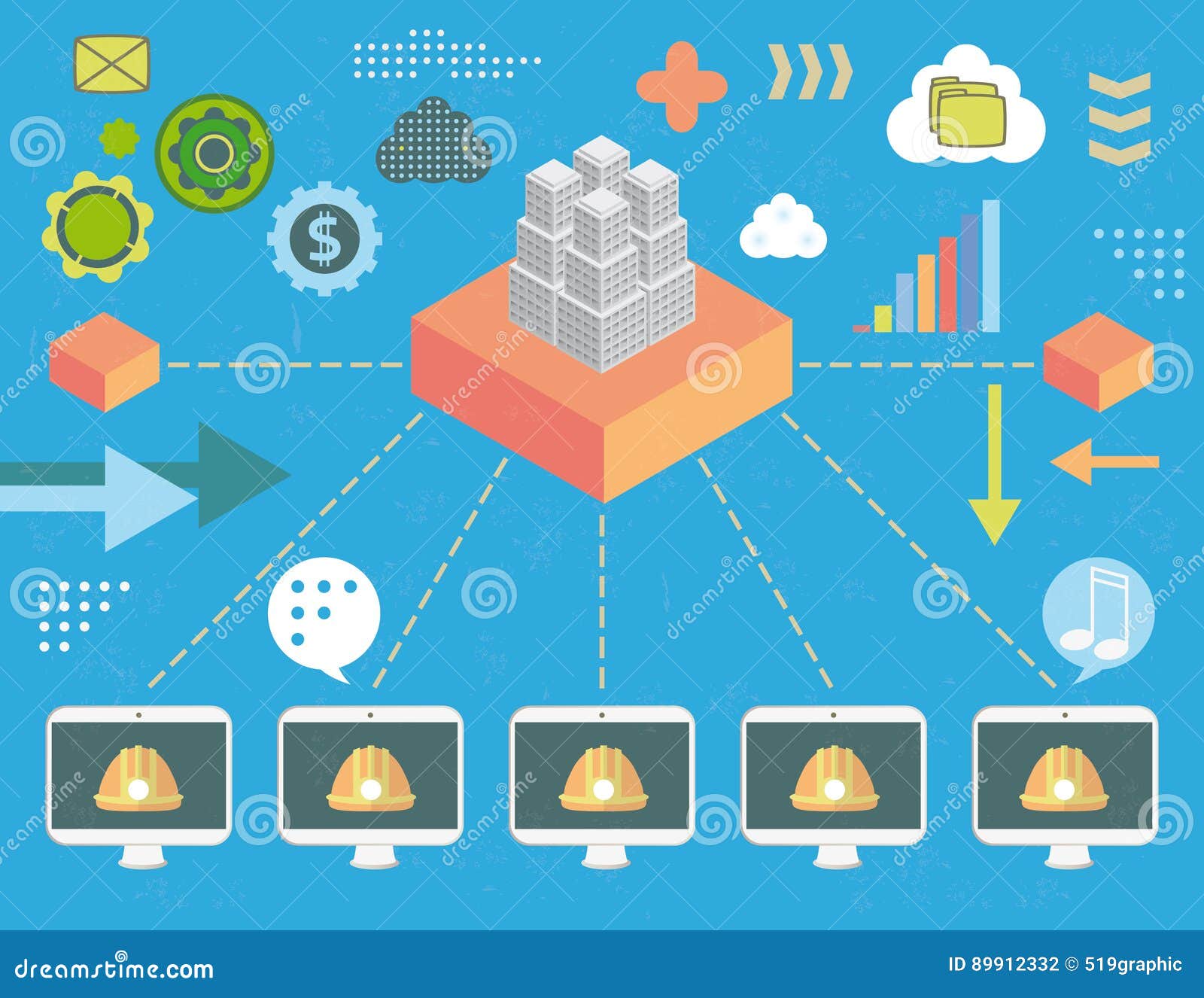 Virtual workers concept stock vector. Illustration of exchange - 89912332