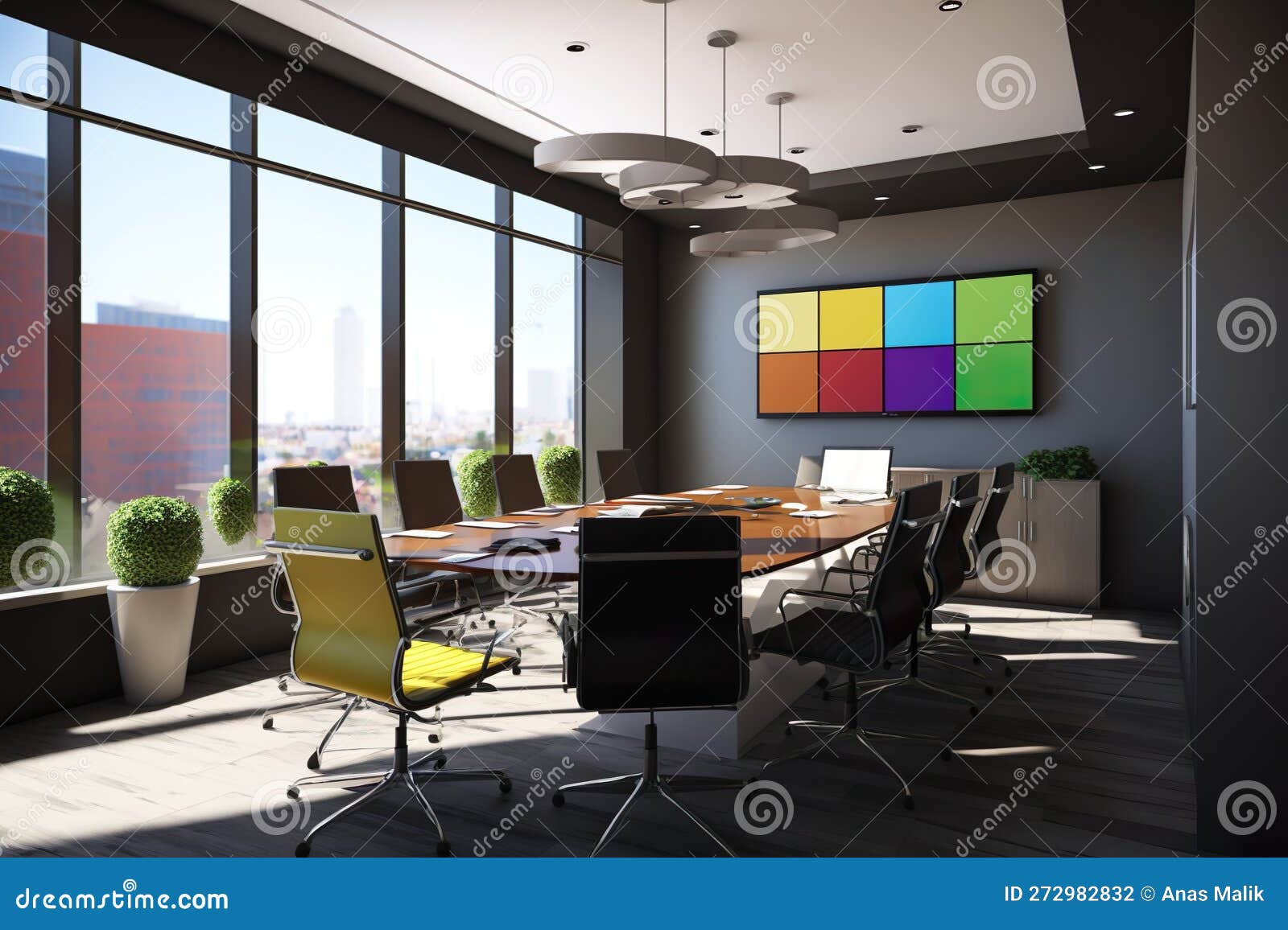 Virtual Workspace 3D Rendering of a Professional Business Meeting Room ...