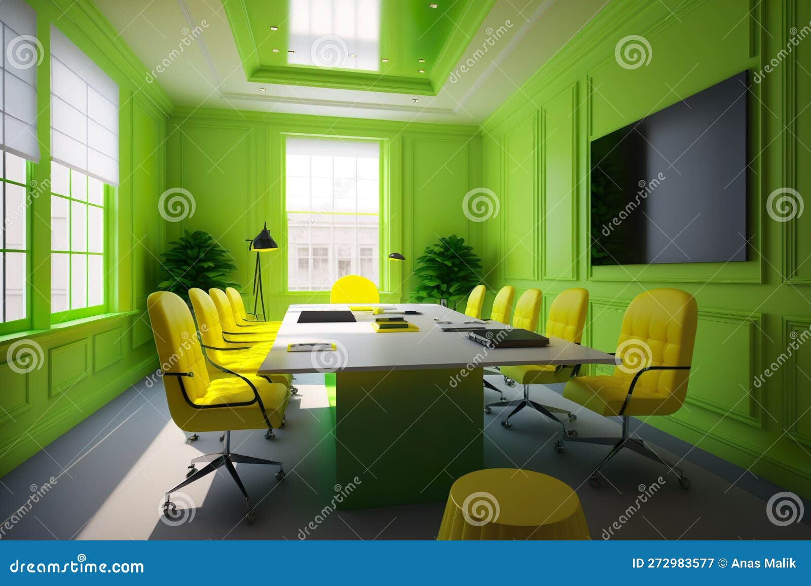 Virtual Workspace 3D Rendering of a Professional Business Meeting Room ...