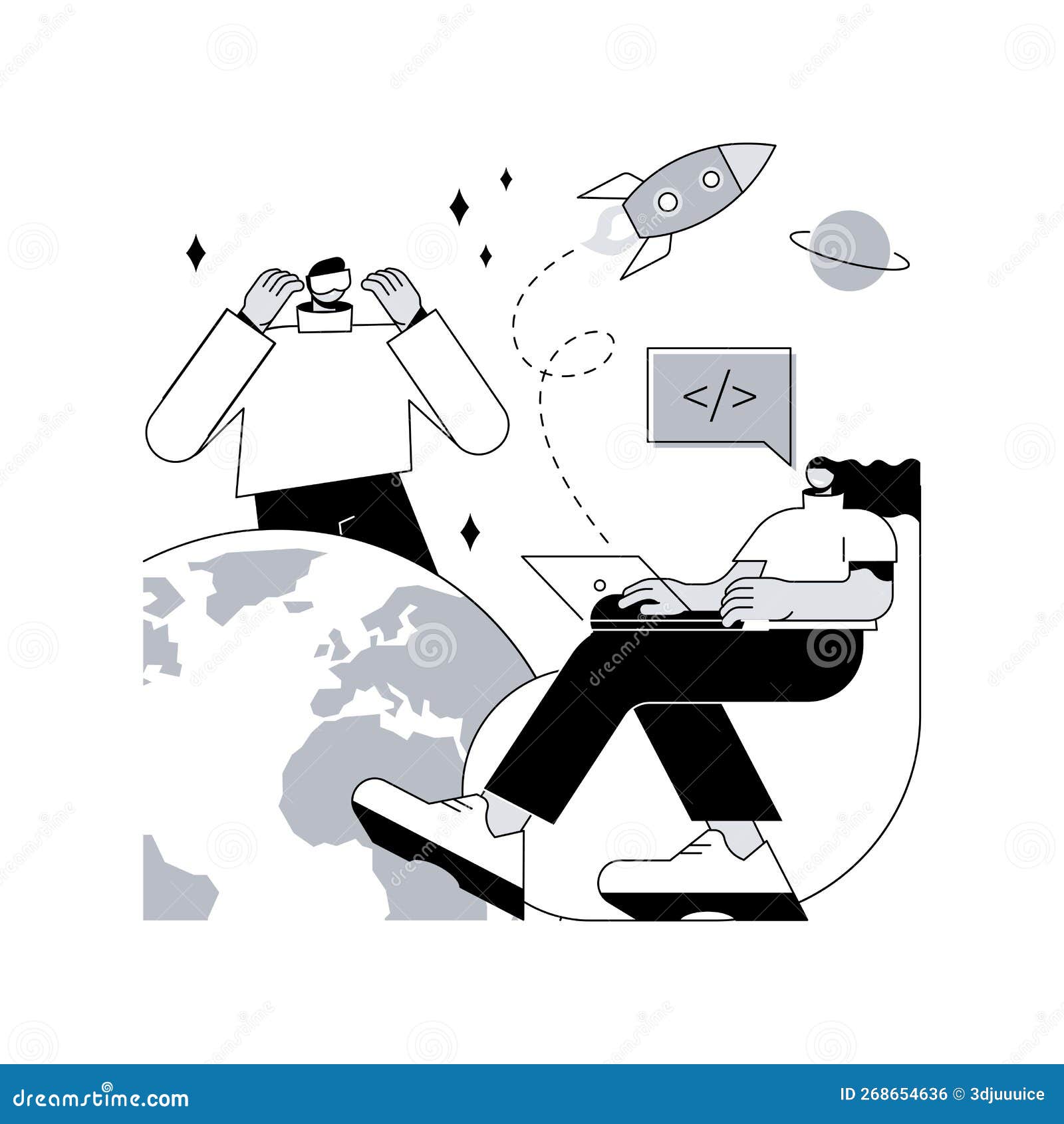 Virtual World Development Abstract Concept Vector Illustration. Stock ...