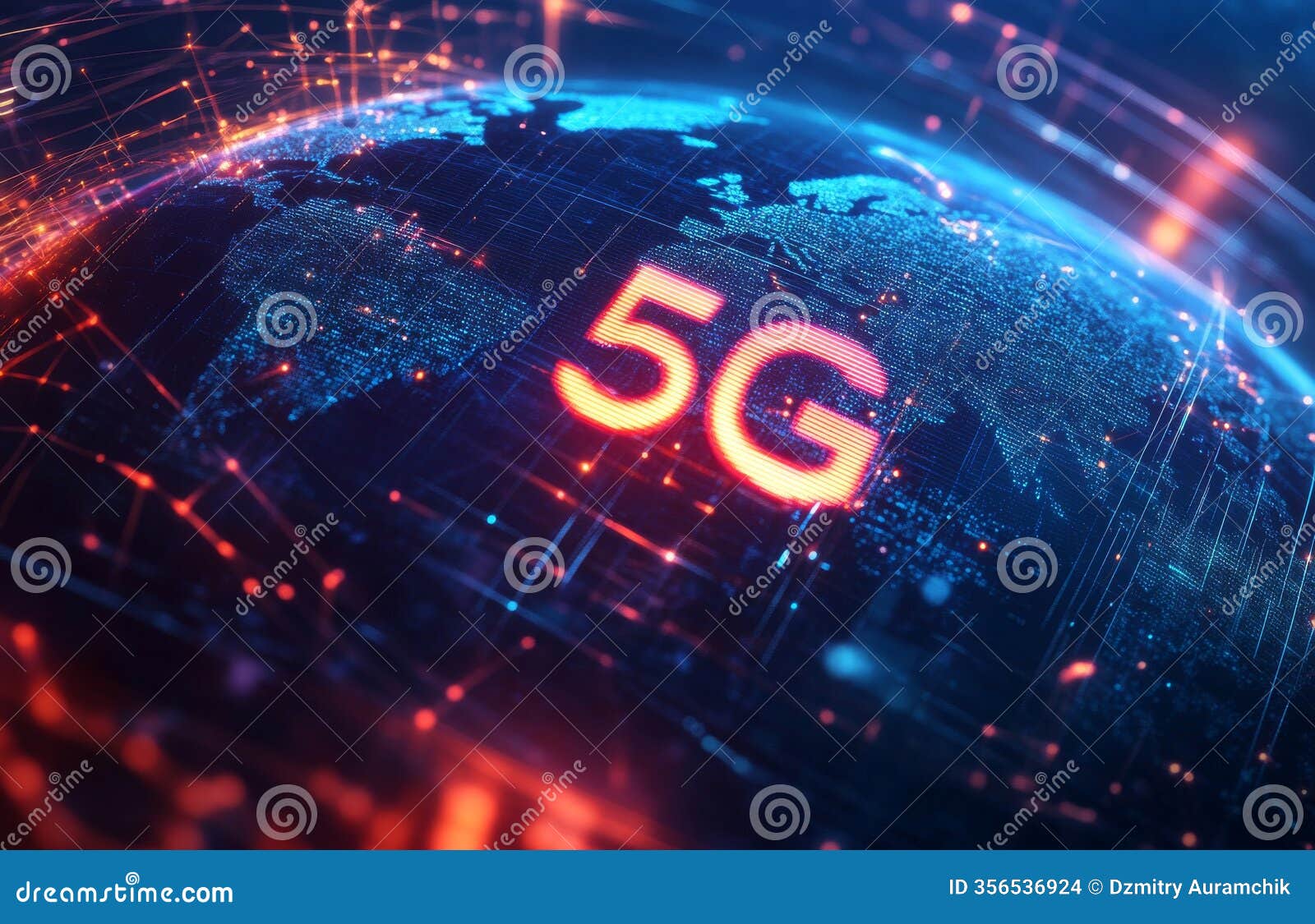 A Virtual World Map Featuring Illuminated Lines Linking Different ...