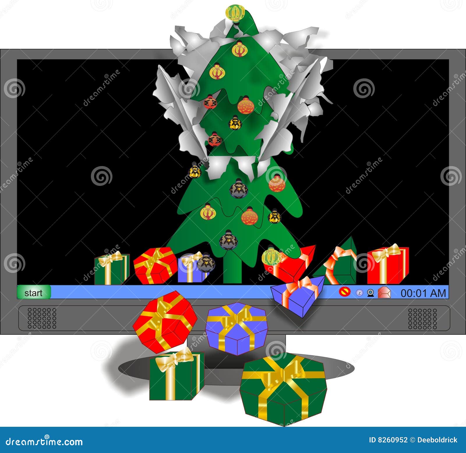 Virtual Xmas Tree with Gifts Stock Vector - Illustration of decorated ...