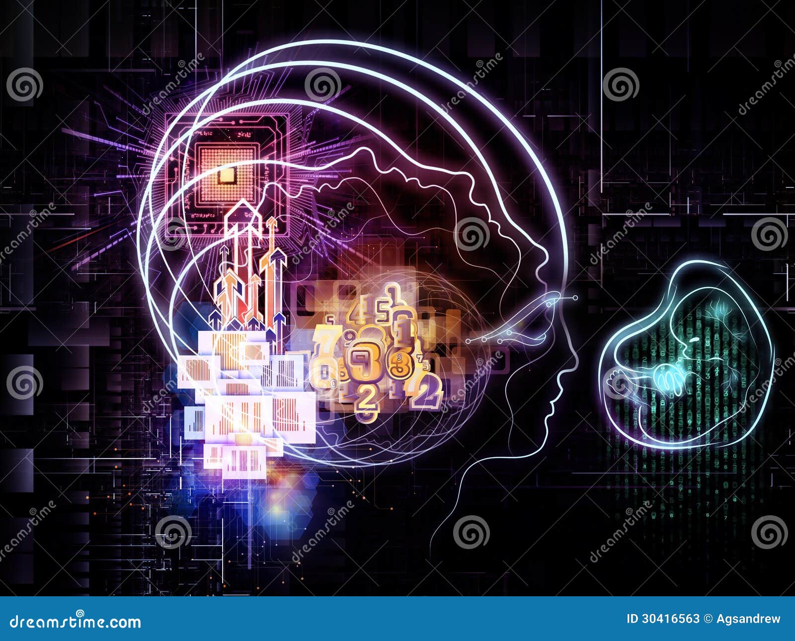 Virtualization of Consciousness Stock Illustration - Illustration of design, girl: 30416563